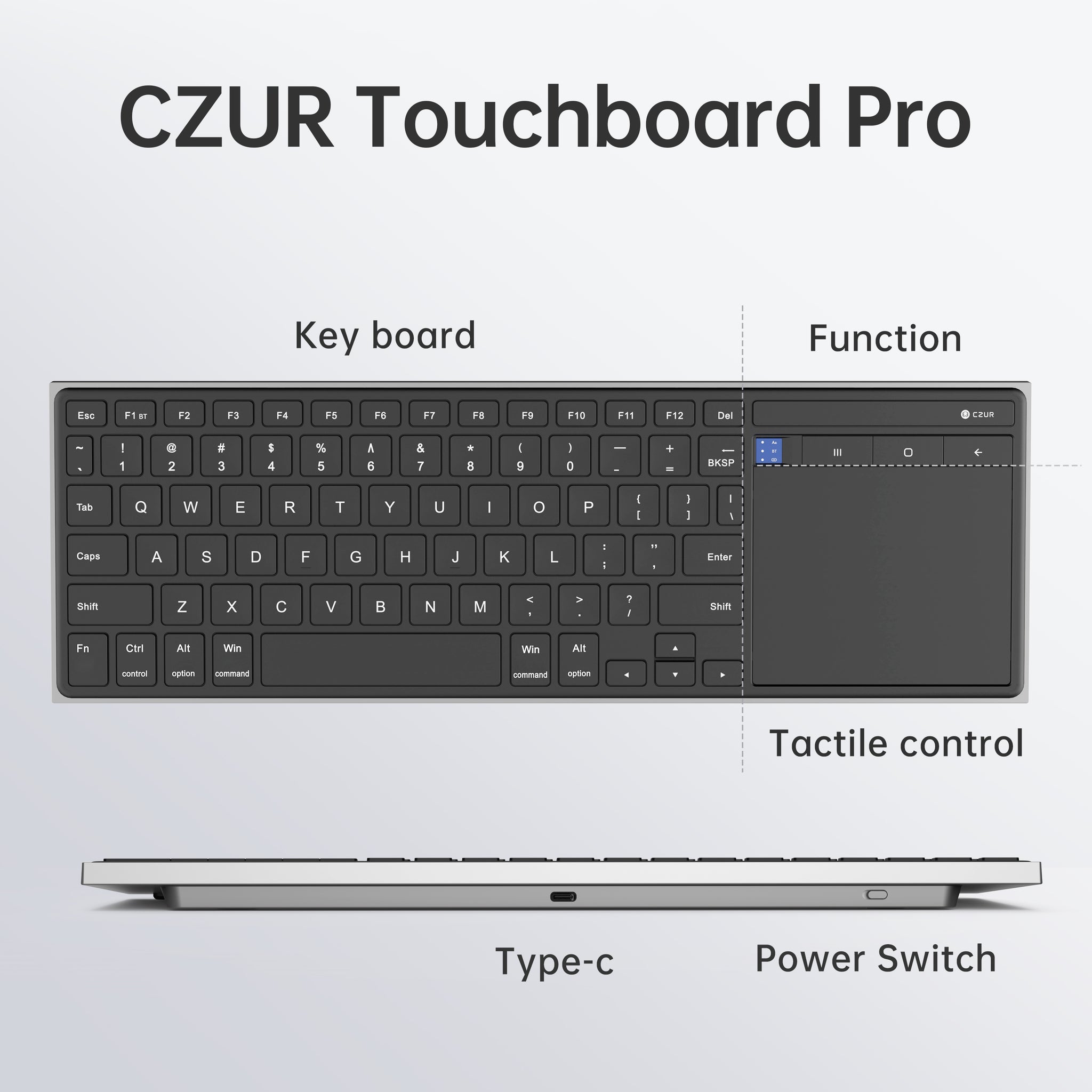 CZUR Wireless Bluetooth Touchpad Keyboard - Ultra Slim, Rechargeable ... CZUR Wireless Bluetooth Touchpad Keyboard - Ultra Slim, Rechargeable ...
